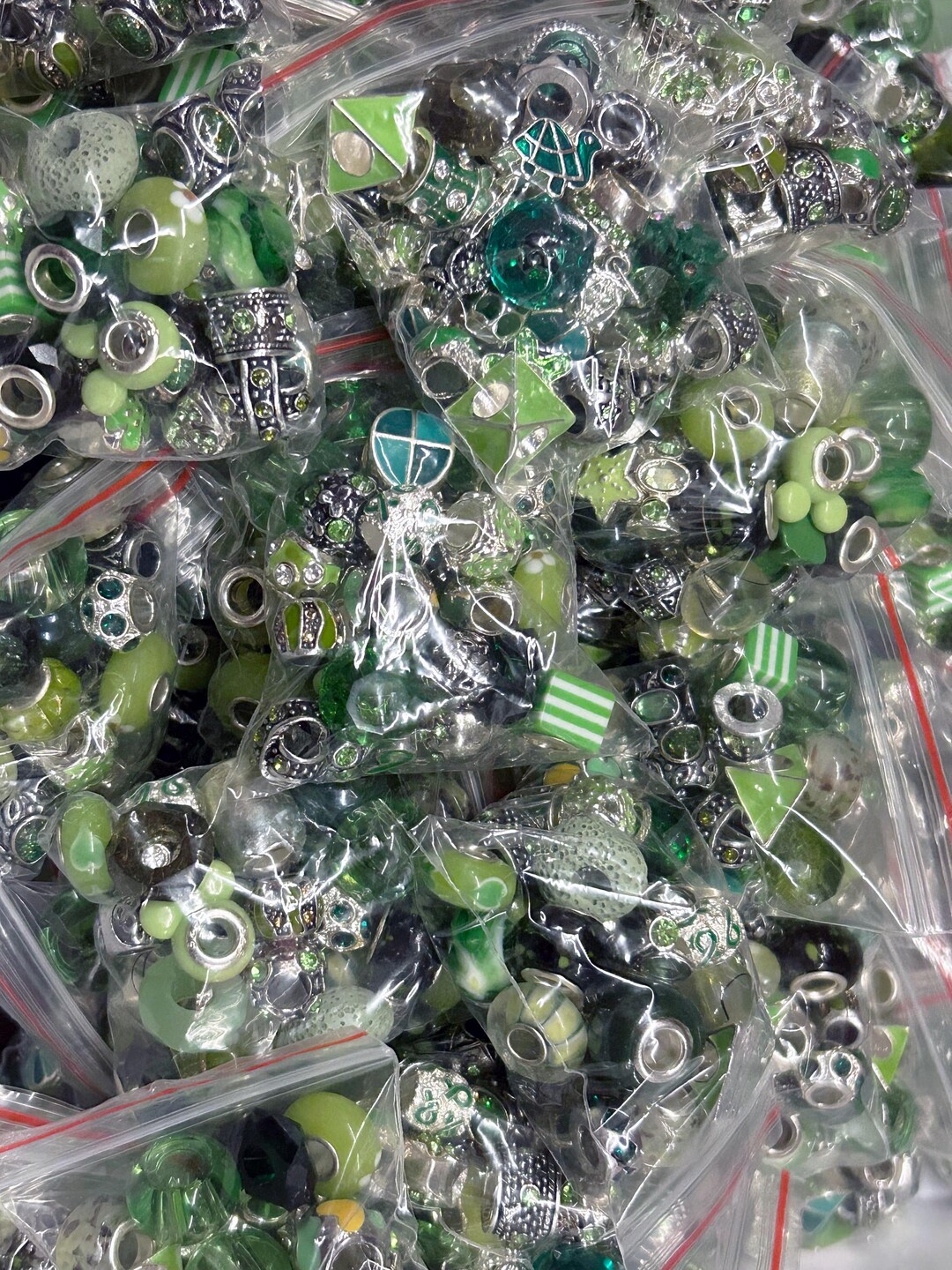 30 Green Theme Bead Mix - Huge LIQUIDATION Glass Metal Resin Silver ...