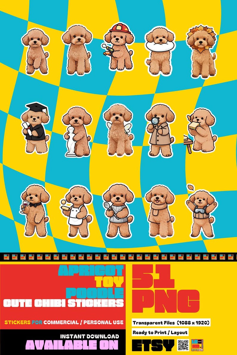 Apricot Toy Poodle Chibi Stickers (51 PNG Transparent Files) - Etsy