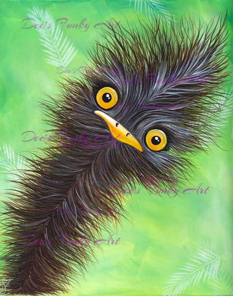 Emu, Funny Bird, What the F, Print Original Painting, High Quality ...