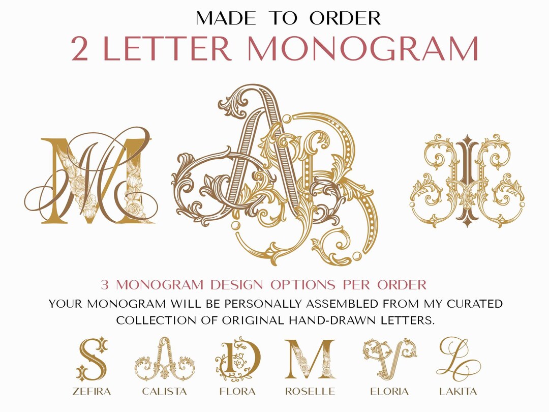 Custom Wedding Monogram Logo - Two Letter Interlocking Initials | 6 ...