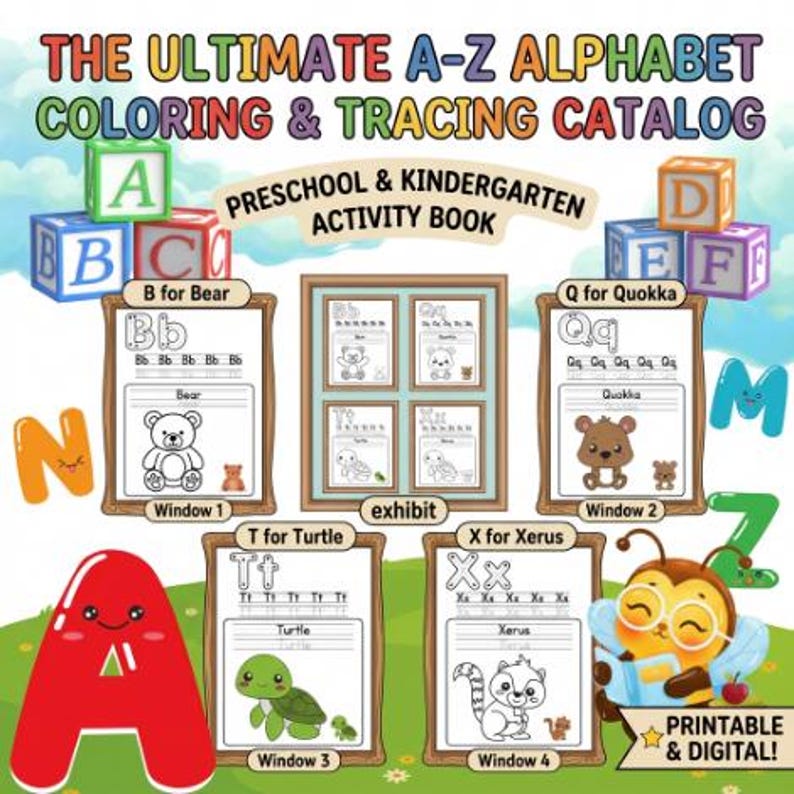 Alphabet Coloring Book | Trace & Color A-Z Animals (digital Download ...