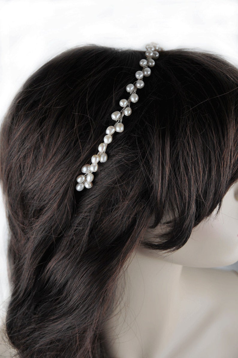 Vintage Inspired Bridal Headband Freshwater Pearl - Etsy