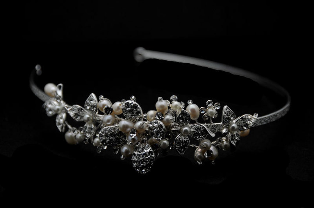 Vintage Inspired, Bridal Headband, Freshwater Pearl, Rhinestone Bridal ...