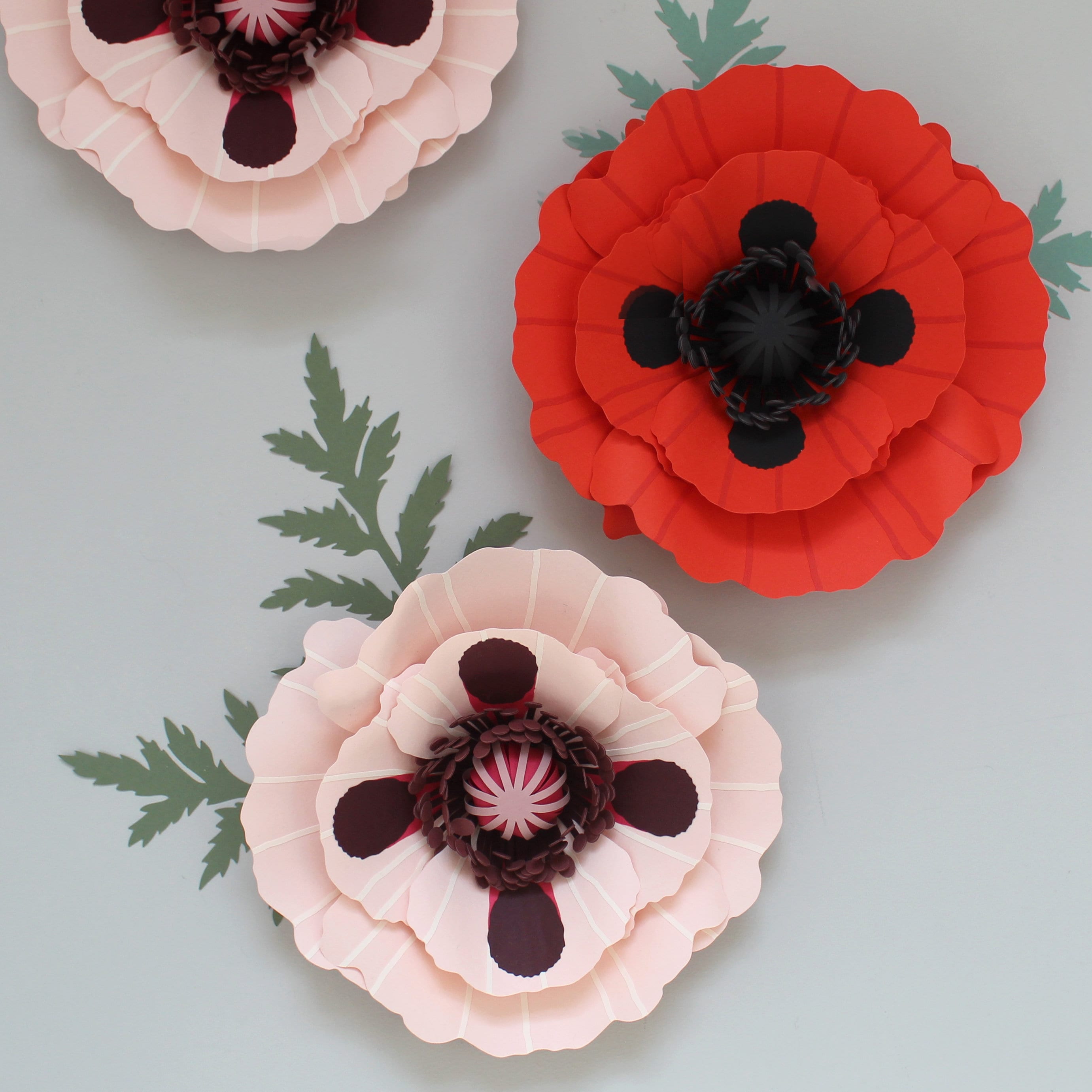 Paper Poppy Flower Template and Diy Tutorial, Digital SVG DXF PDF, as ...