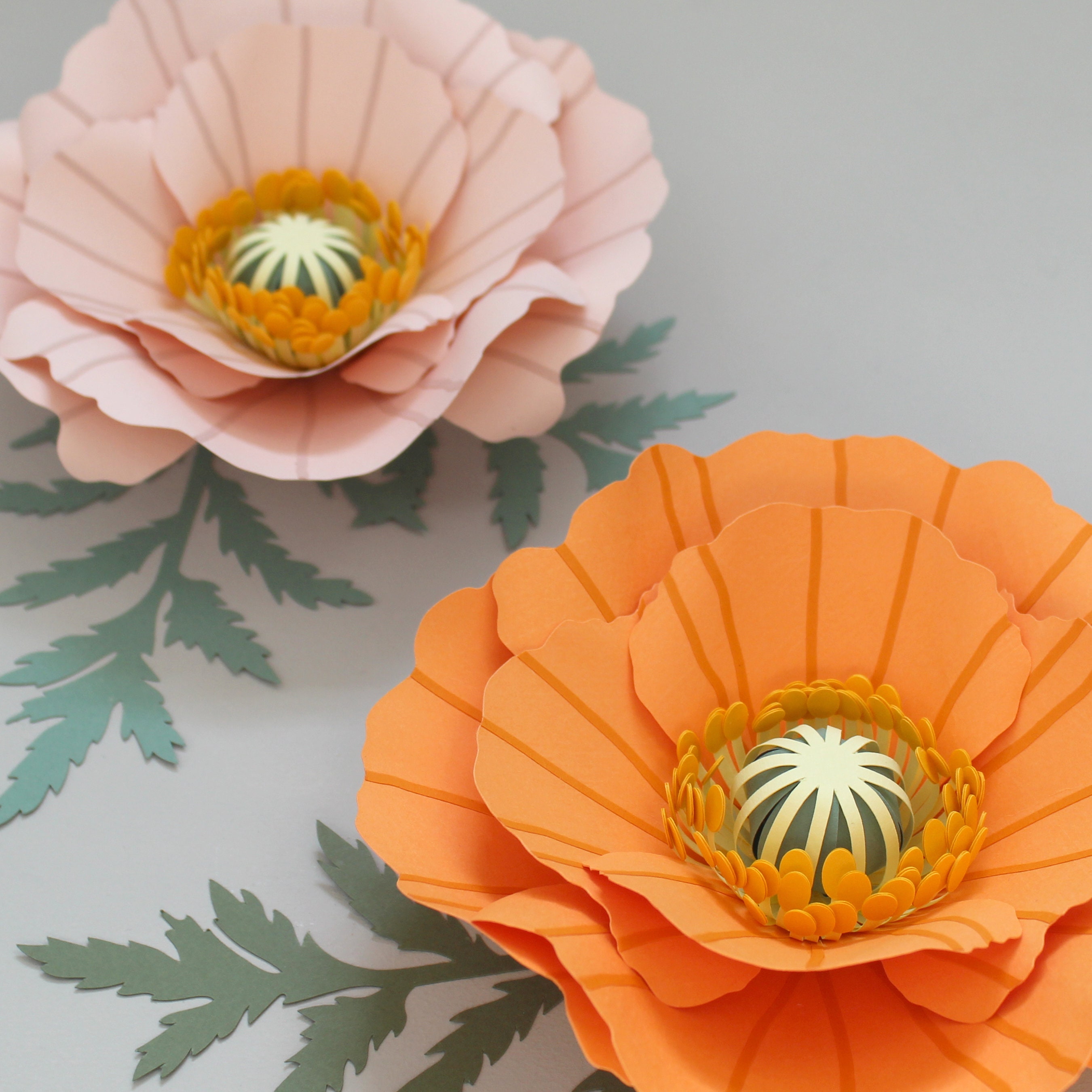 Paper Poppy Flower Template and Diy Tutorial, Digital SVG DXF PDF, as ...