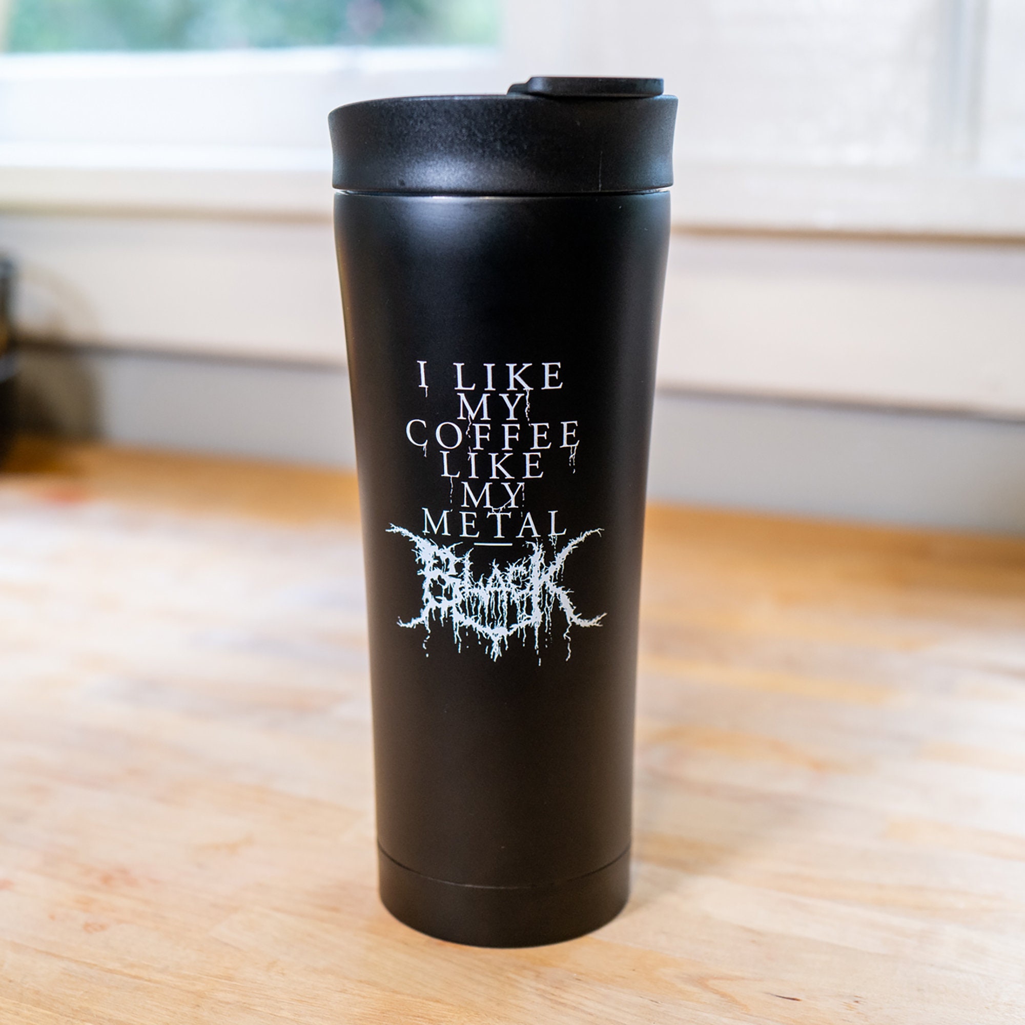 Black Metal Coffee Stainless Steel Travel Mug 2.0