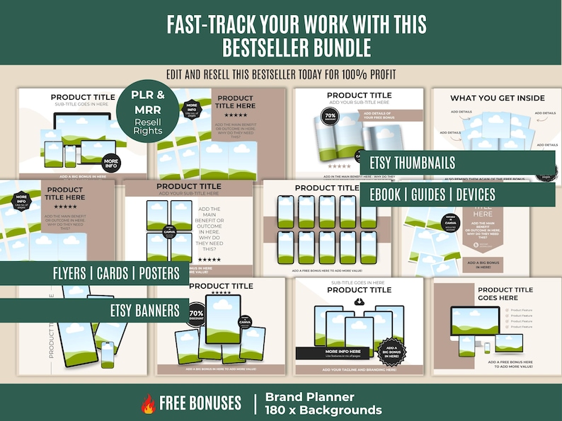 Etsy Listing Mockup Templates Mega Bundle, PLR Canva Editable (digital ...