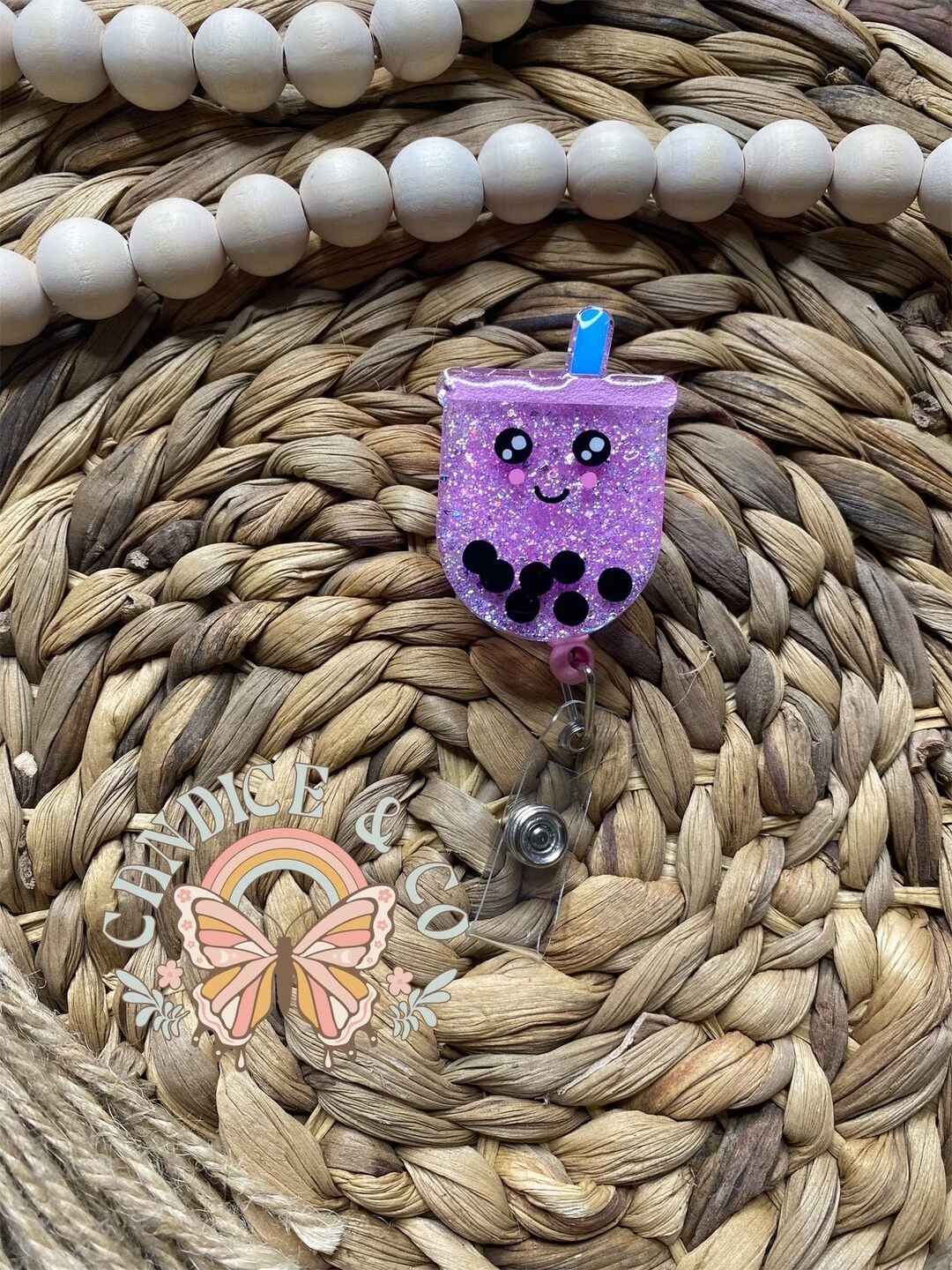 Boba Purple Badge Reel,summertime, Kawaii, Name Tag Holder Nurse ...