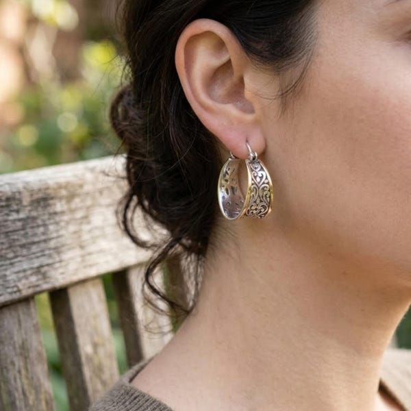 Two Tone Filigree Earring - Etsy