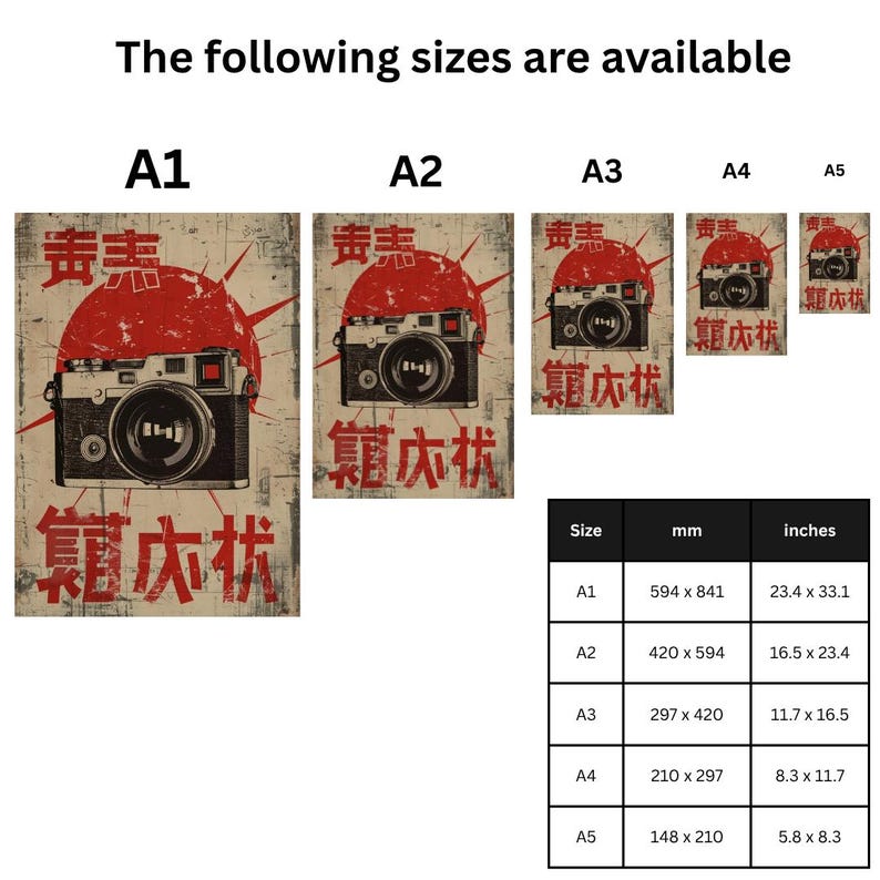 Abstract Camera Print | Japanese Graphic Retro Photography Poster - Etsy UK