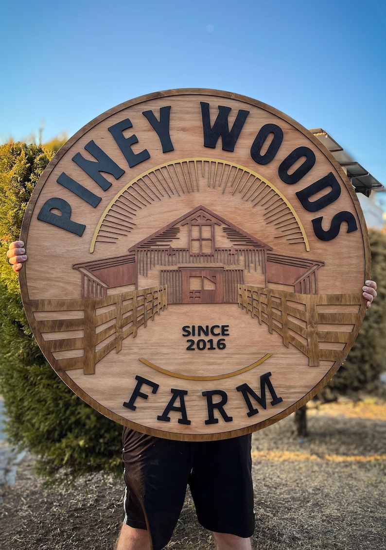 Custom 3D Wooden Farm Sign, Personalized Ranch Entrance, Rustic Barn ...