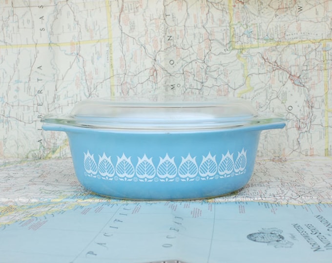 Vintage Blue Pyrex Oval Casserole Dish With Lid Rare - Etsy