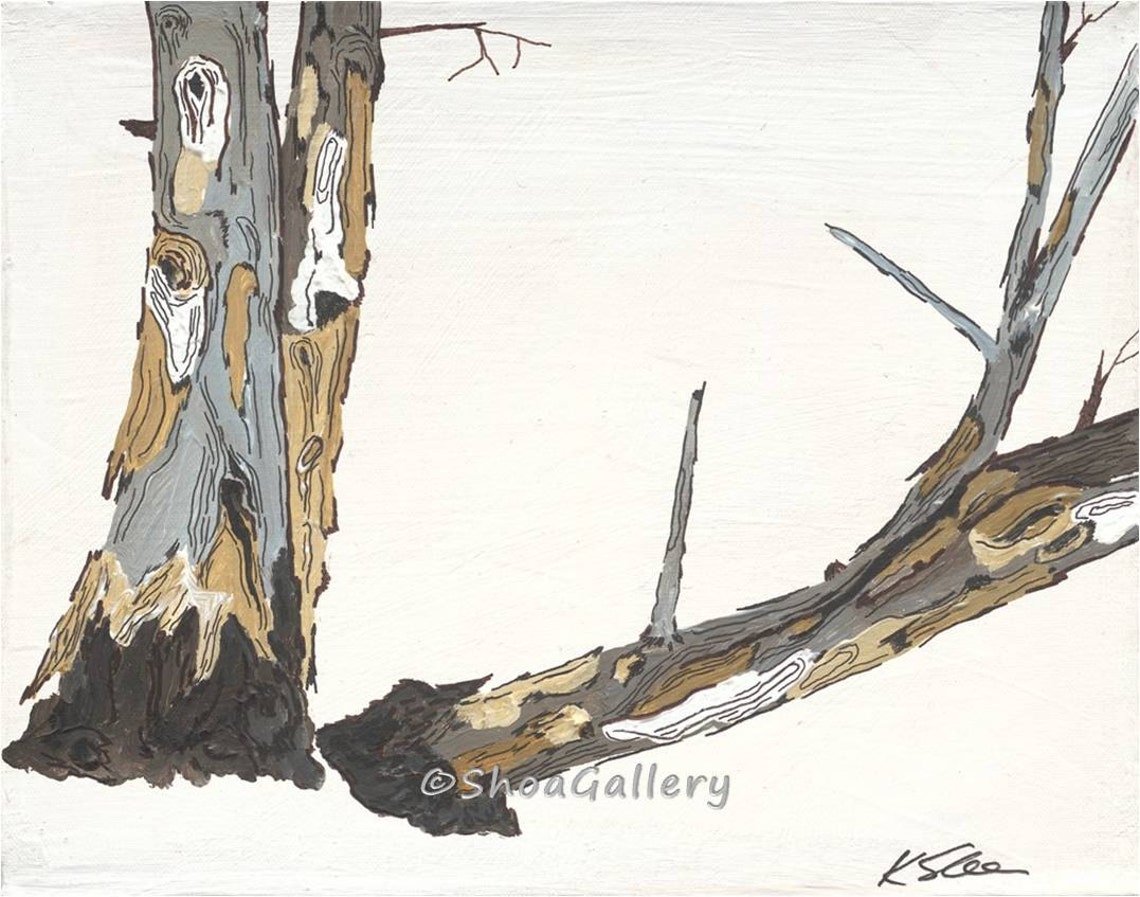 LARGE Wall Art Set of 4 Tree Trunks White Artwork Living | Etsy