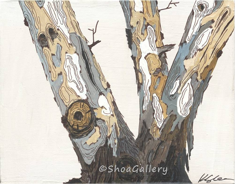 LARGE Wall Art Set of 4 Tree Trunks White Artwork Living | Etsy