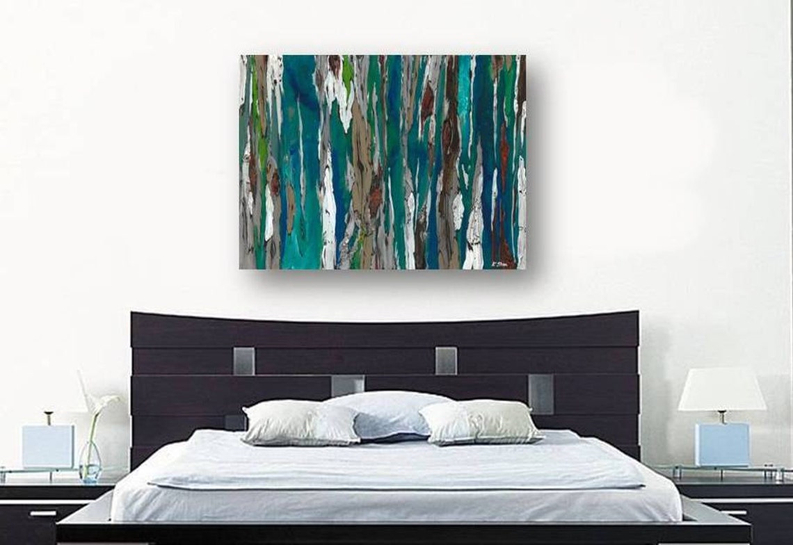 Blue Painting, LARGE Wall Art, ORIGINAL Landscape Art, Oversized ...