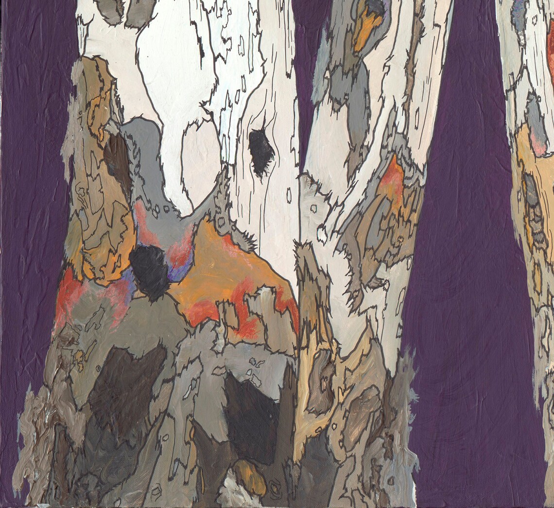 ORIGINAL Purple Painting Tree Art Acrylic Oil Artwork Large | Etsy