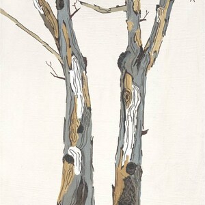 LARGE Wall Art Set of 4, Tree Trunks, White Artwork, Living Room ...