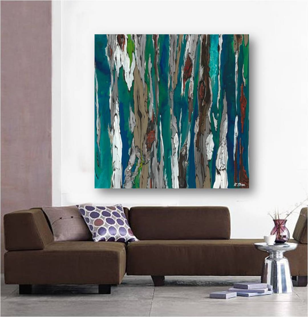 Oversized Square Art Print, Extra LARGE Art, Blue Canvas Print ...