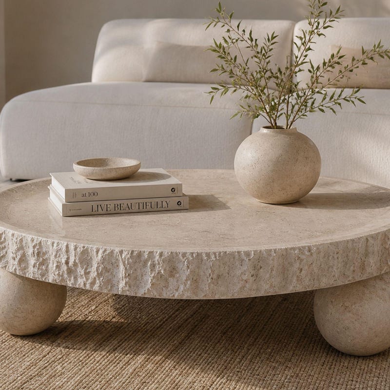 Travertine Round Table 36 - Etsy