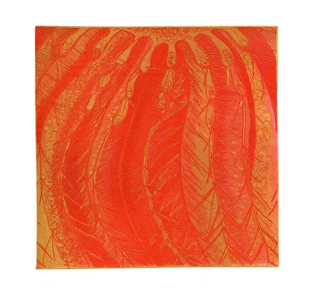 Red/sand Cactus Etching & Aquatint Hand Pulled Original Print Artist ...