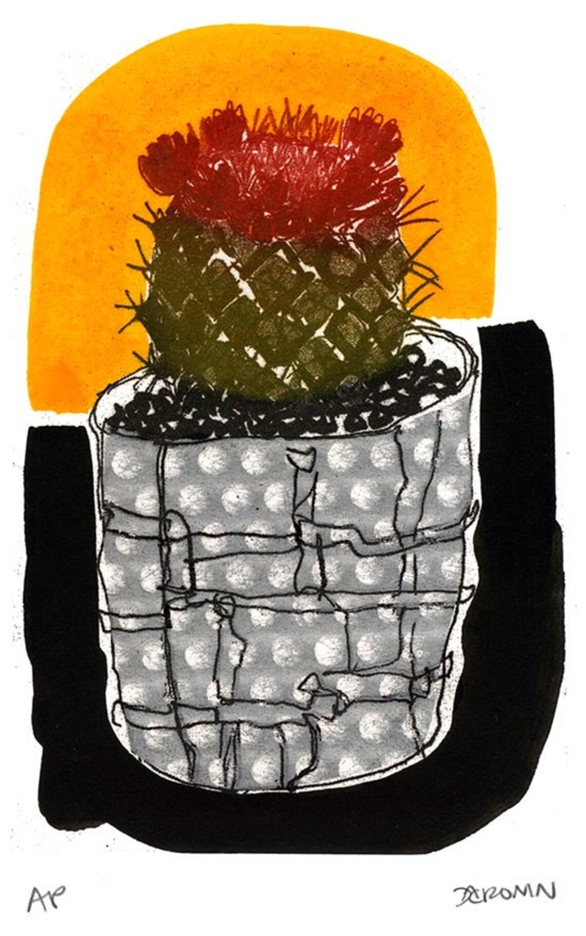 Little Cactus Photo Etching & Chine Colle Hand Pulled Original Print - Etsy