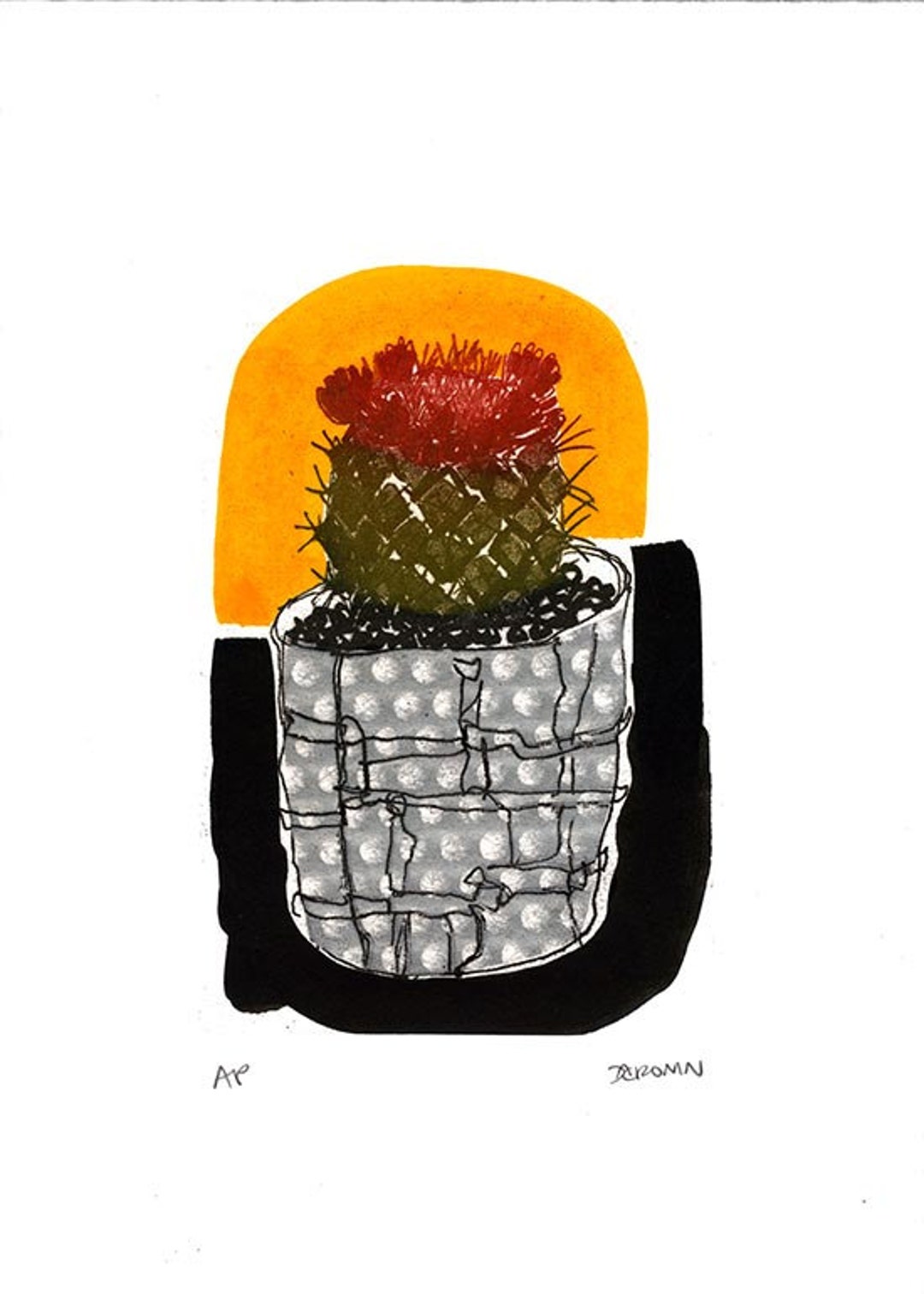 Little Cactus Photo Etching & Chine Colle Hand Pulled Original Print - Etsy