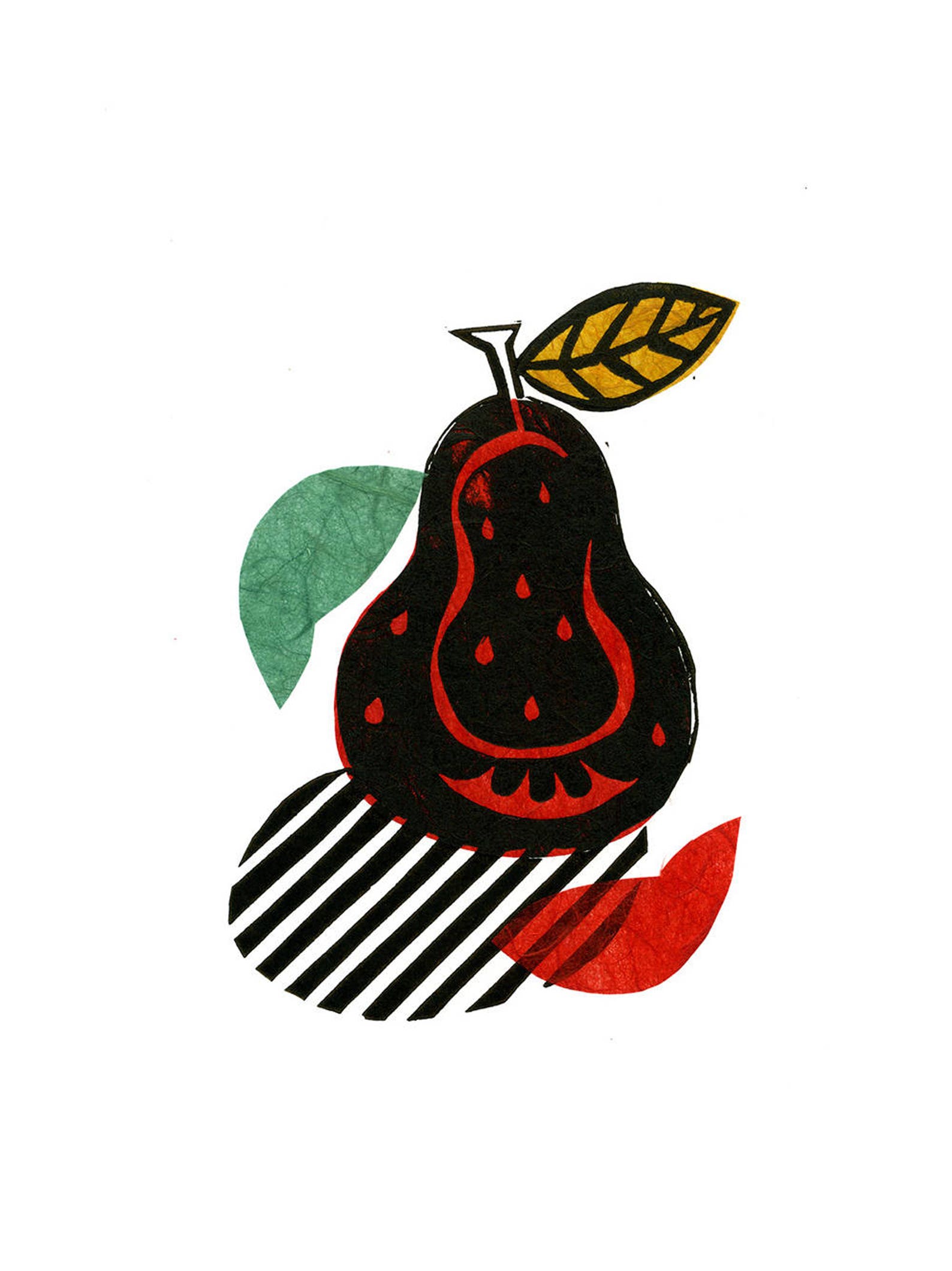 Pear Pop Linocut Print & Chine-collé 1 of 10 pear Design 1 | Etsy