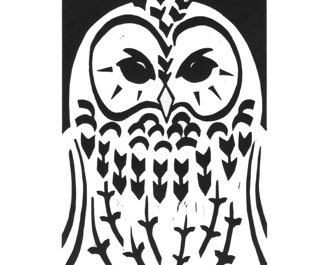 Tawny Owl B/w Linocut edition of 30 - Etsy