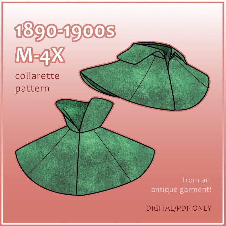 1890s M-4X Collarette Capelet Pdf Pattern With 14-19" Neck From Antique ...