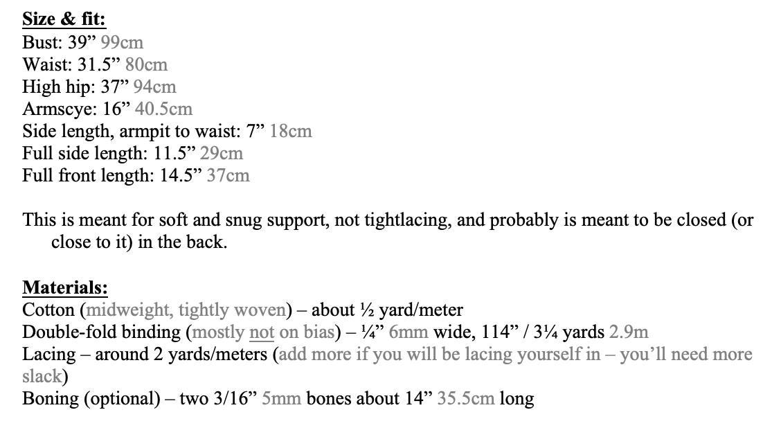 1810s M/L Stays Pdf Pattern for 31" Waist From Antique Garment (BSG1 ...