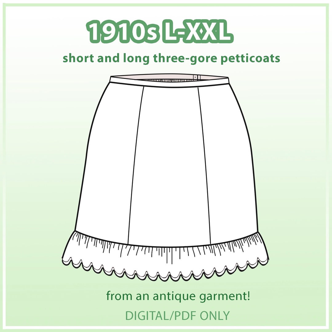 1910s L-XXL Petticoat Pdf Pattern for 31-37