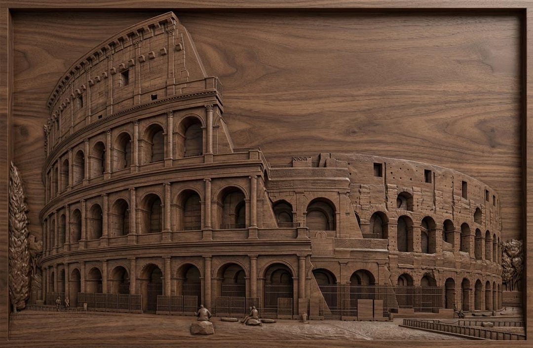 Roman Colosseum 3D Relief STL File, Ancient Rome Wood Carving Model ...