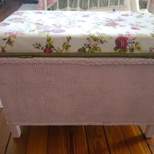 Vintage Wicker Trunk/bench With Padded Seat, Storage, New Upholstery ...