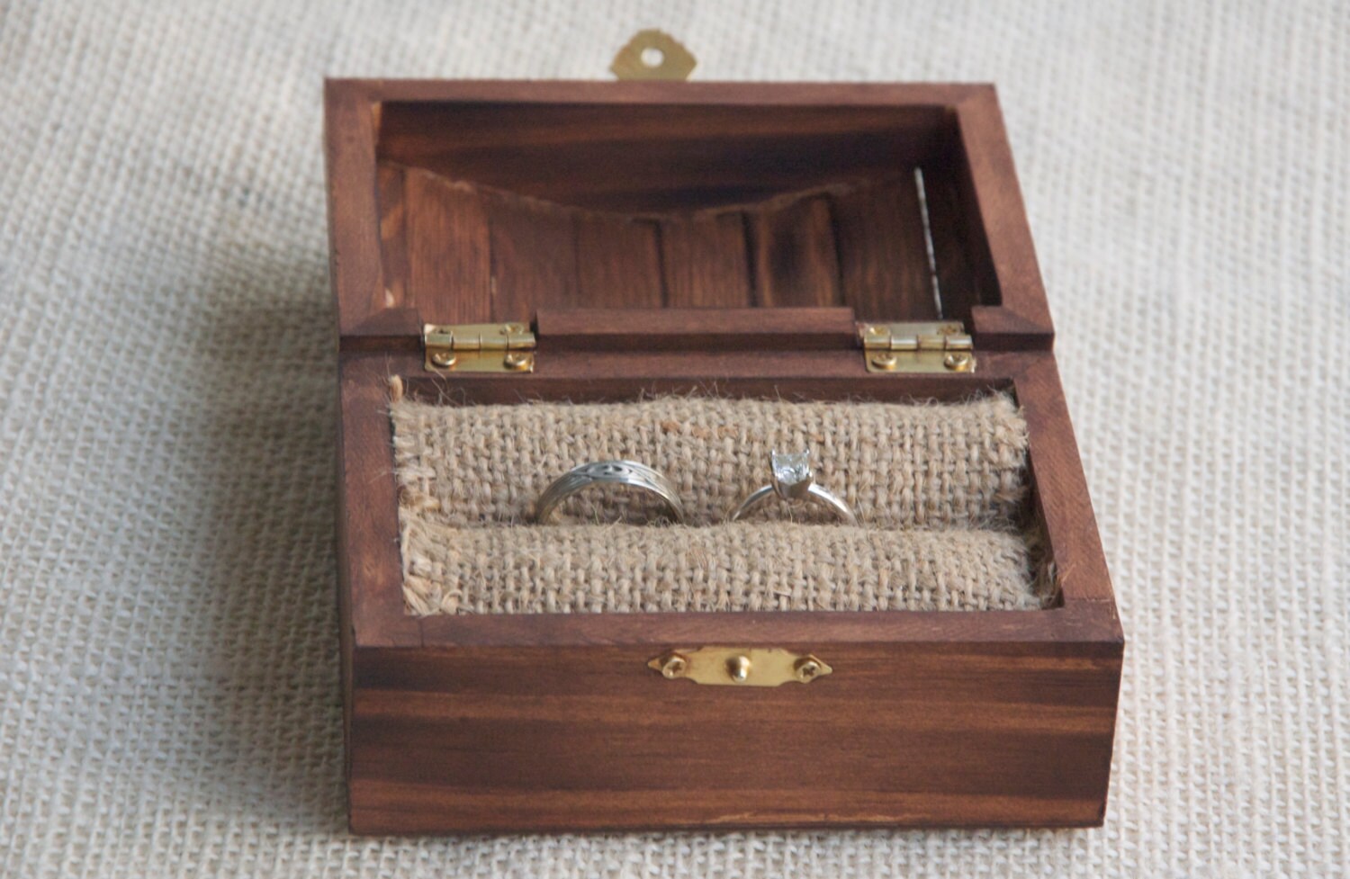 Personalized Rustic Ring Bearer Box Stained | Etsy