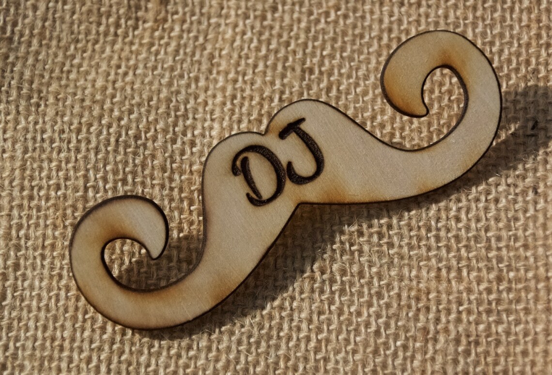 Personalized Boutonniere Wooden Mustache Pin Rustic | Etsy