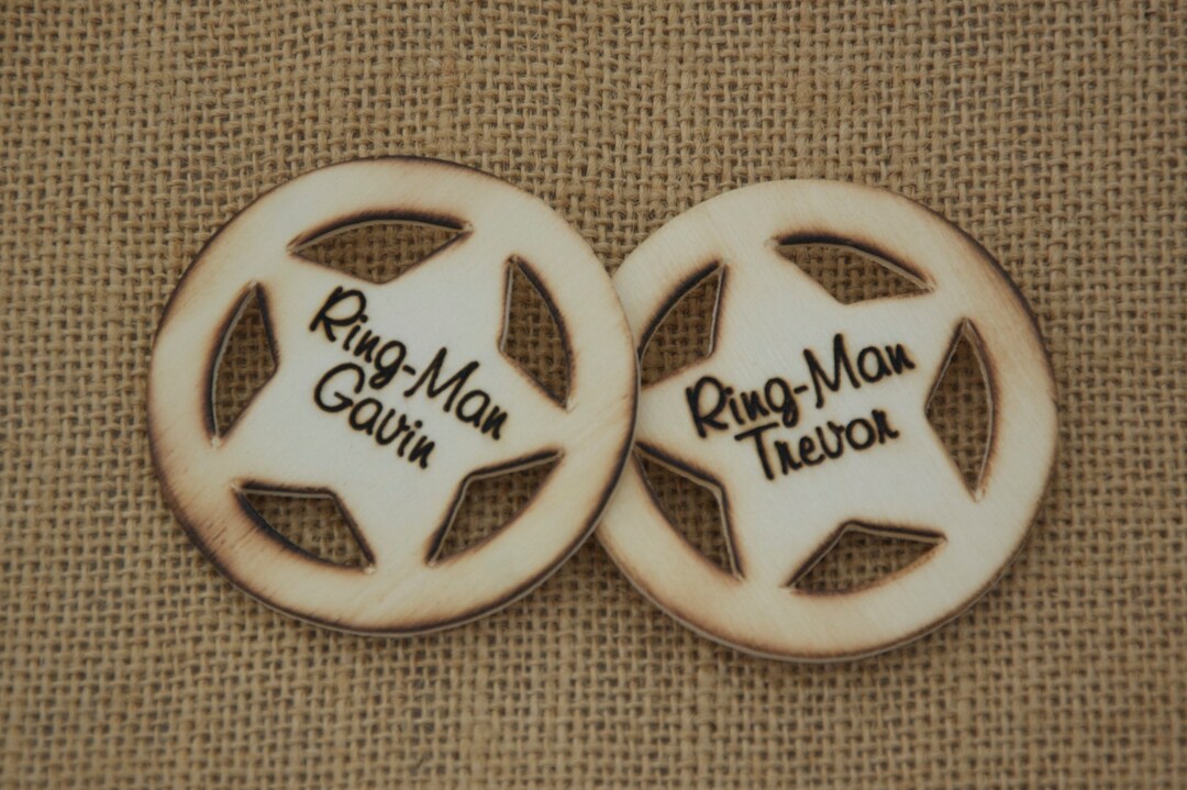 Personalized Wooden Pin Rustic Sheriff Badge Pin Ring Security Pin Ring ...