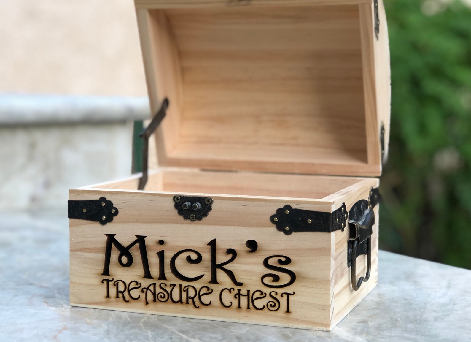 Personalized Rustic Treasure Chest Burned/engraved | Etsy