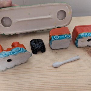 Railroad Train Salt Pepper Shaker Set Engine Coal Car Caboose Red ...