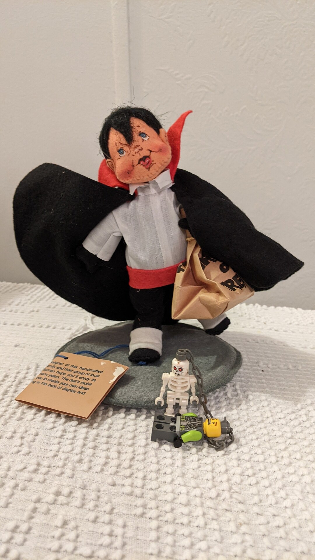 Vampire Dracula Kid With Trick or Treat Bag Annalee Poseable Cloth Doll ...