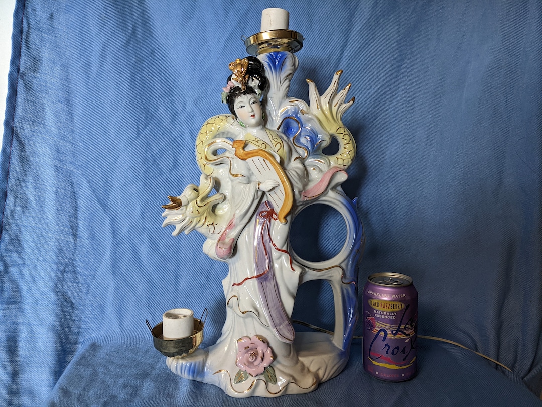Dragon Woman Lamp Vintage Geisha Girl Figurine Decor Oriental - Etsy
