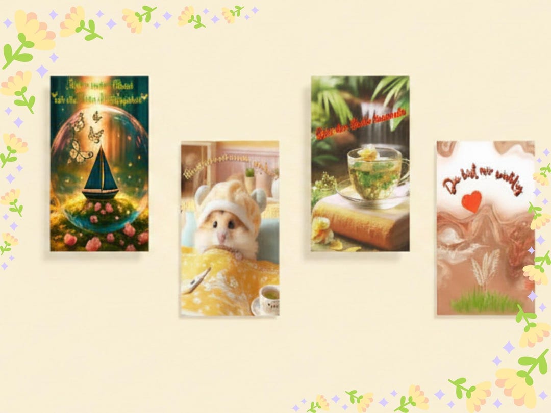 Set of 4 Digital Greeting Cards With Loving Wishes for Various ...