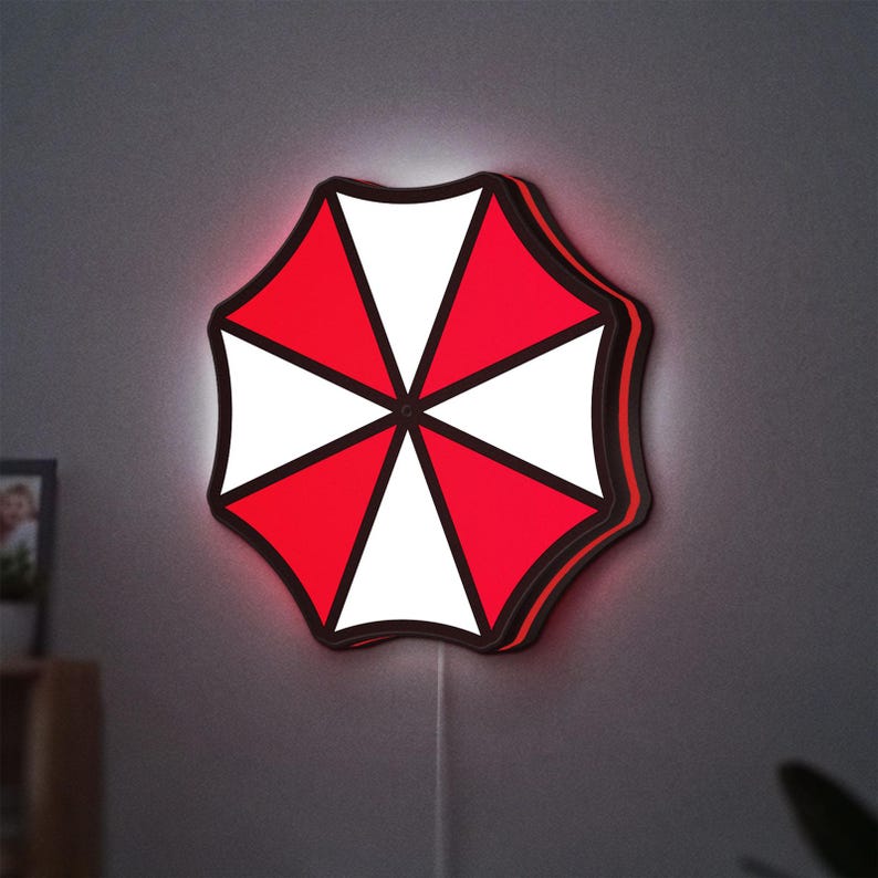 Umbrella Corp 3D LED Lightbox Sign, Resident Evil Gamer Room Decor ...
