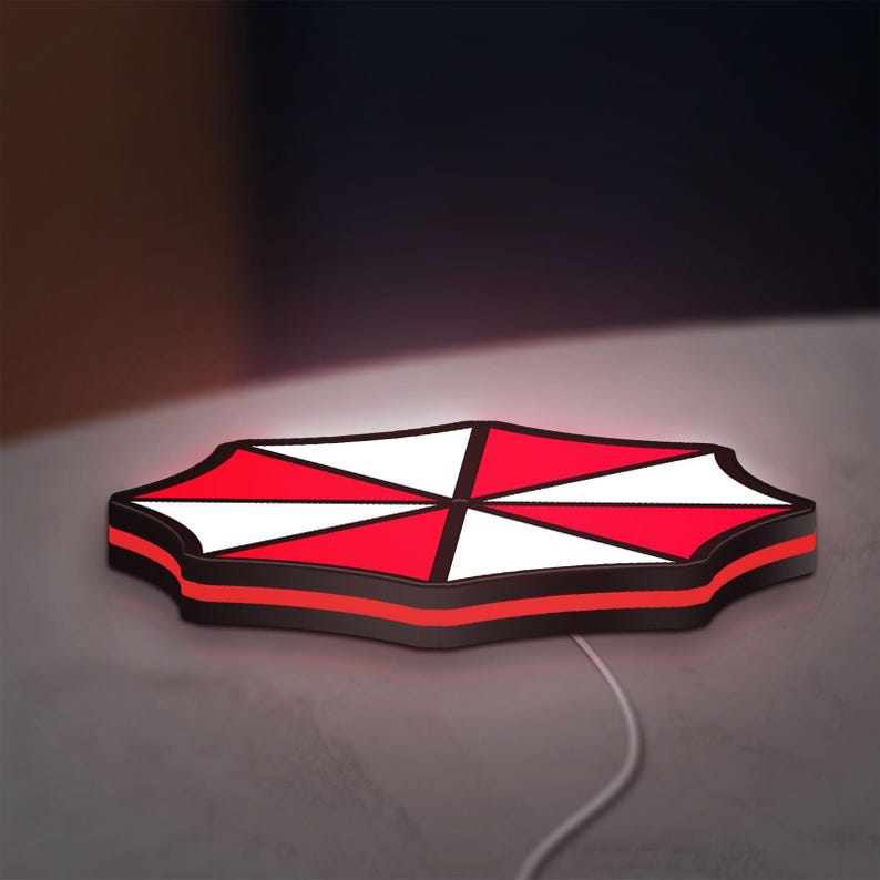 Umbrella Corp 3D LED Lightbox Sign, Resident Evil Gamer Room Decor ...