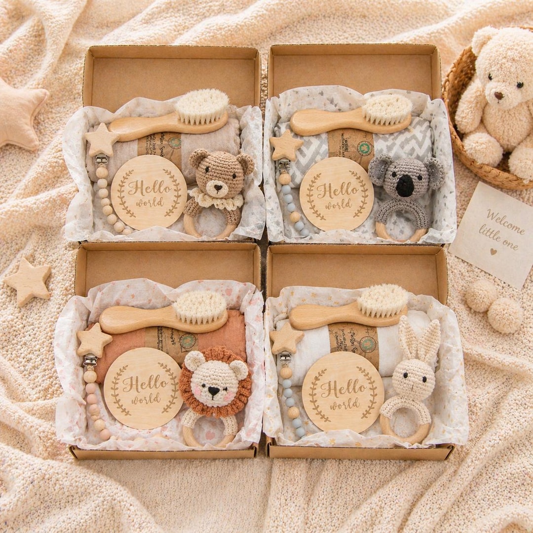 Personalized Baby Gift Set – Custom Newborn Rattle Box, Baby Shower ...