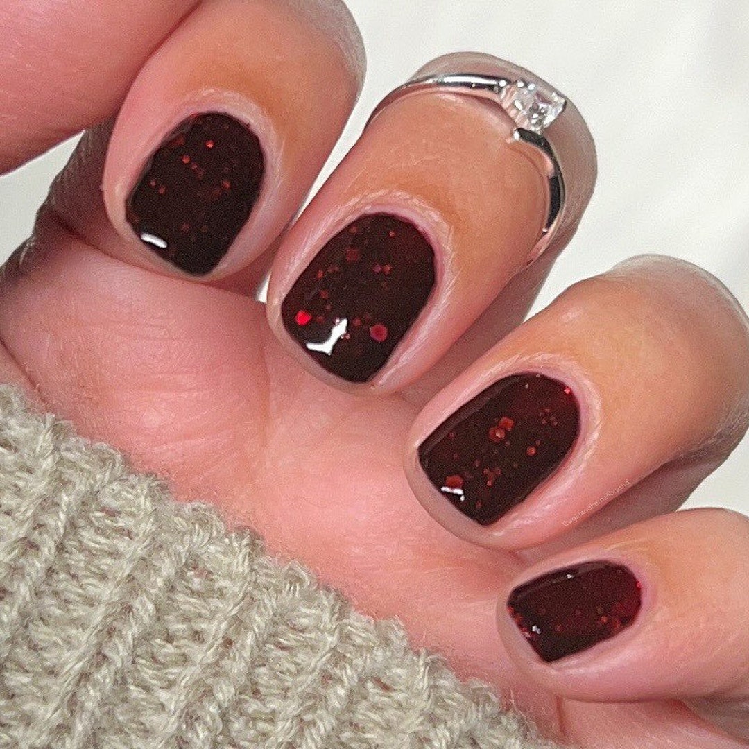 Dark Wine Red Glitter Indie Nail Polish - Spellbound Nails Bittersweet ...