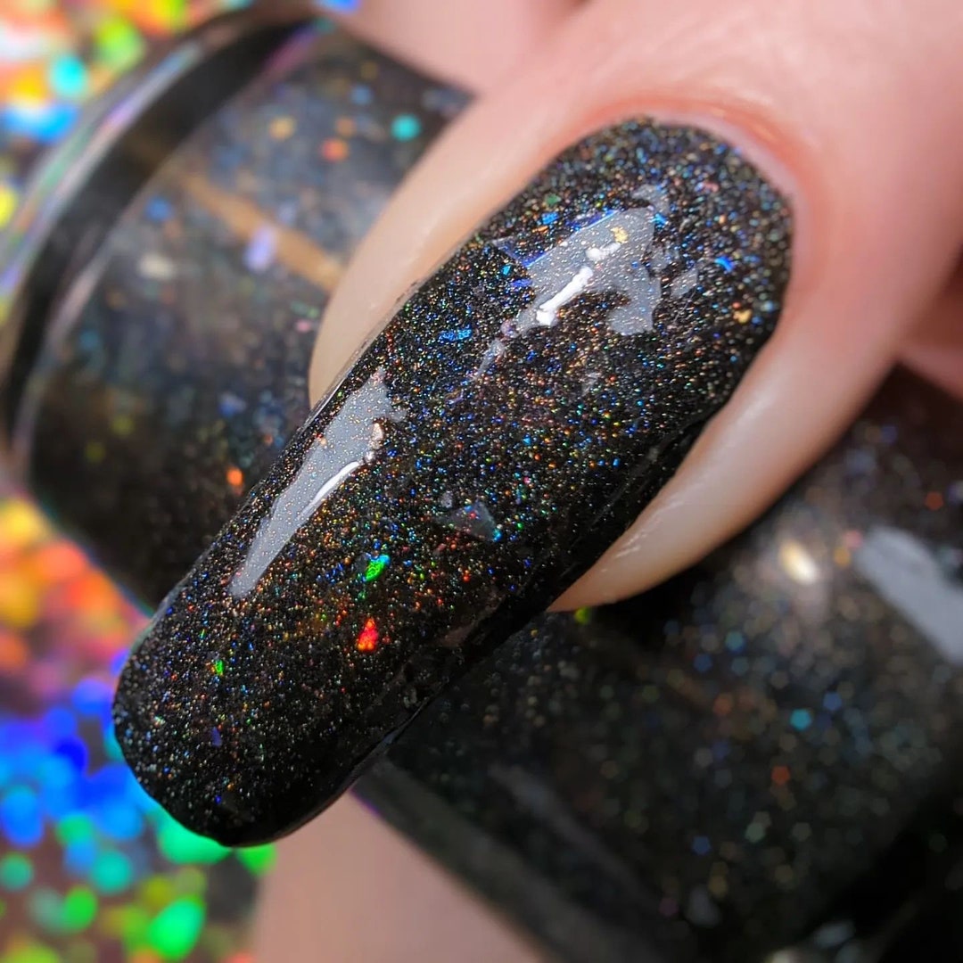 Black Holographic Glitter Indie Nail Polish - Spellbound Nails Daggers ...