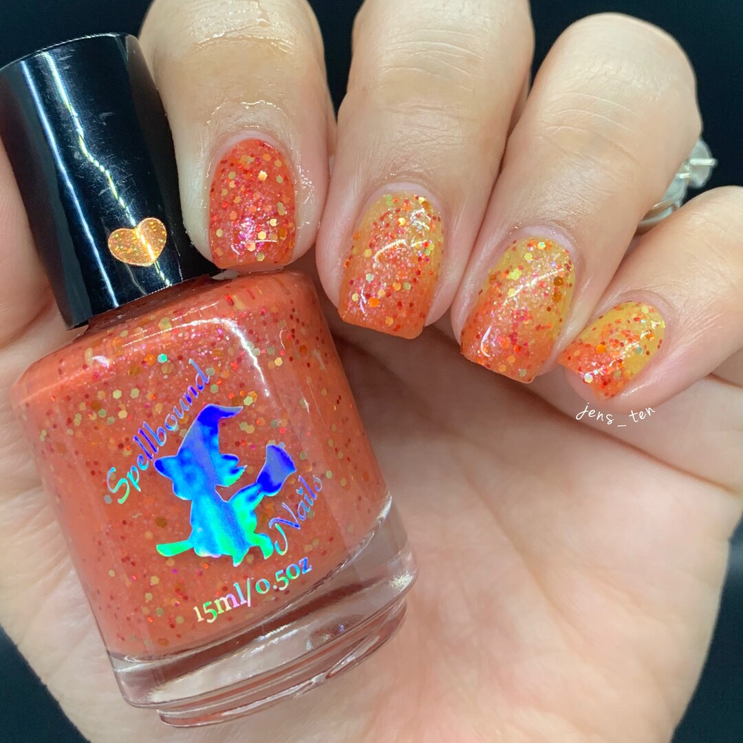 Tri-thermal Burnt Red Orange Yellow Idnie Nail Polish - Spellbound ...