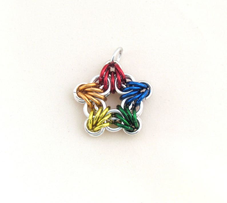 Rainbow Star Pendant Chain Maille Pendant Multicolor - Etsy