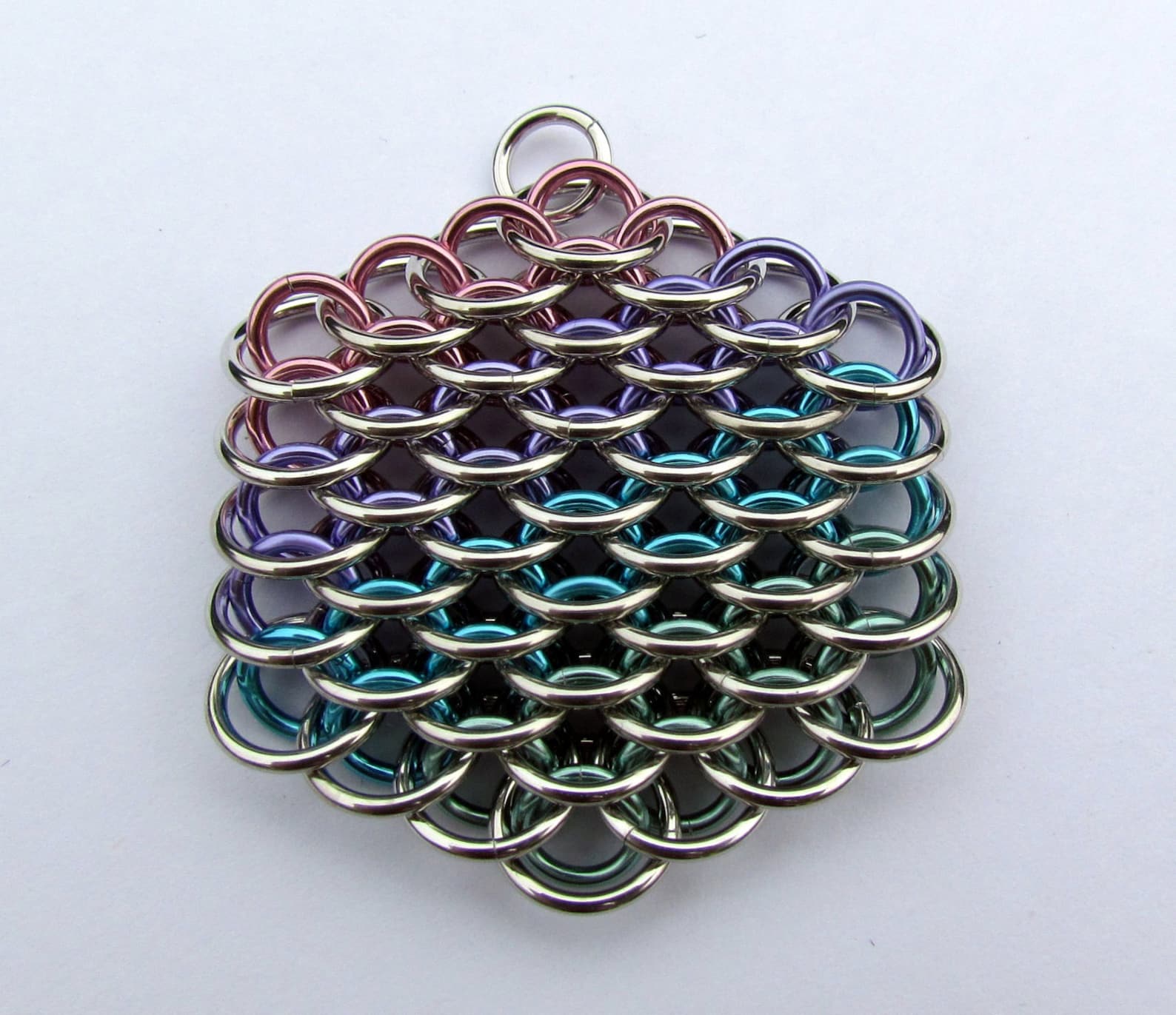 Chain Maille Pendant Dragonscale Pendant Pastel Pendant - Etsy