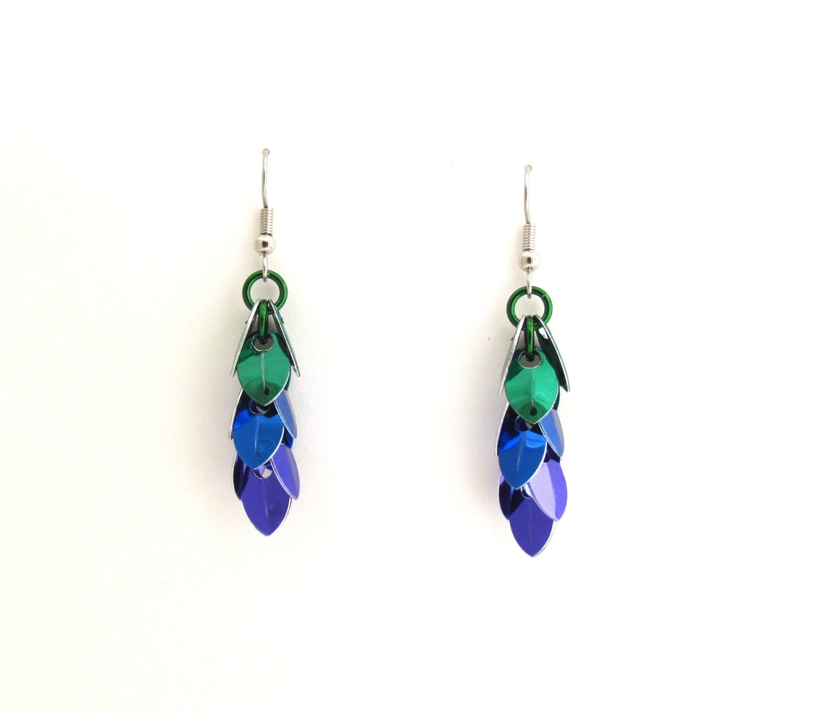 Scale Earrings, Mini Dragon Scale Earrings, Chain Maille Jewelry ...